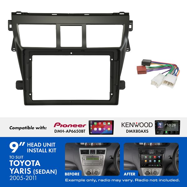 Aerpro - AKTO9 - 9 INCH INSTALL KIT TO SUIT TOYOTA YARIS SEDAN ...