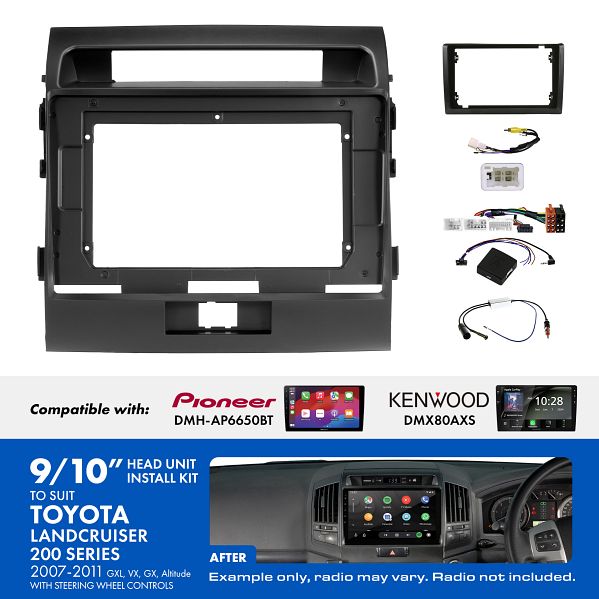 Aerpro - AKTO17 - 9 / 10 INCH INSTALL KIT TO SUIT TOYOTA LANDCRUISER 2 ...